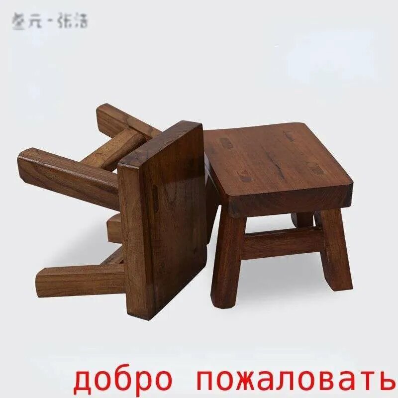 Табурет деревянный коричневый 25x15x15 см для дома и дачи 1 шт.