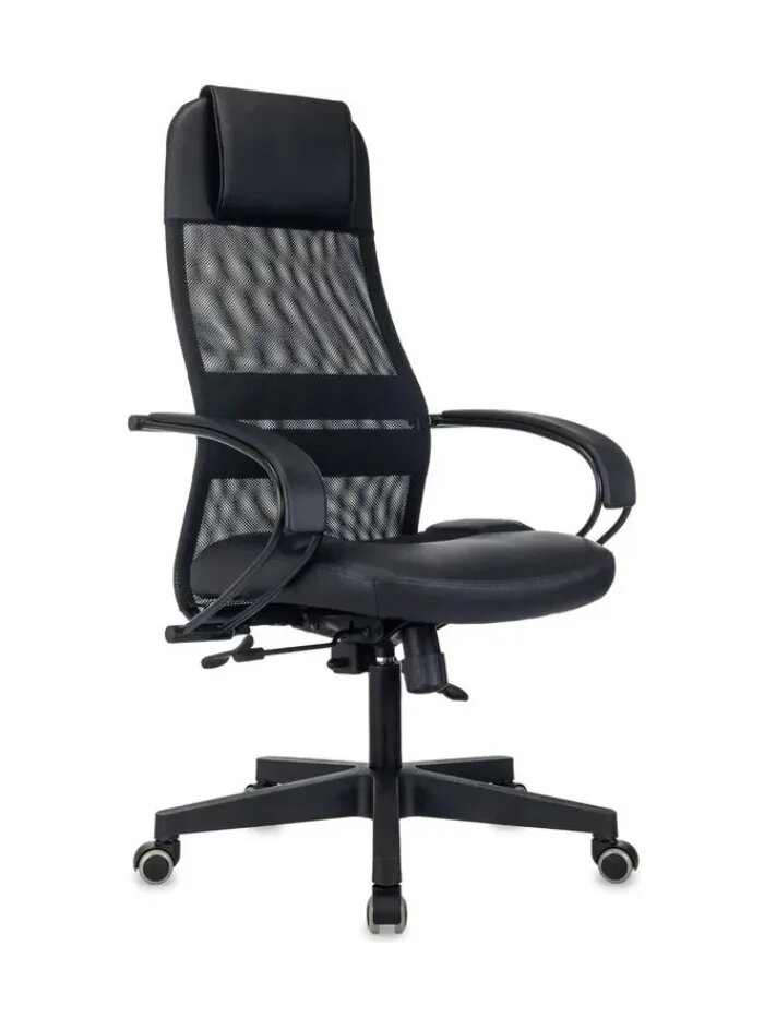 Кресло Бюрократ CH-NOVA LUX черный СЕТ./Ткань/экокожа крестов. Пластик