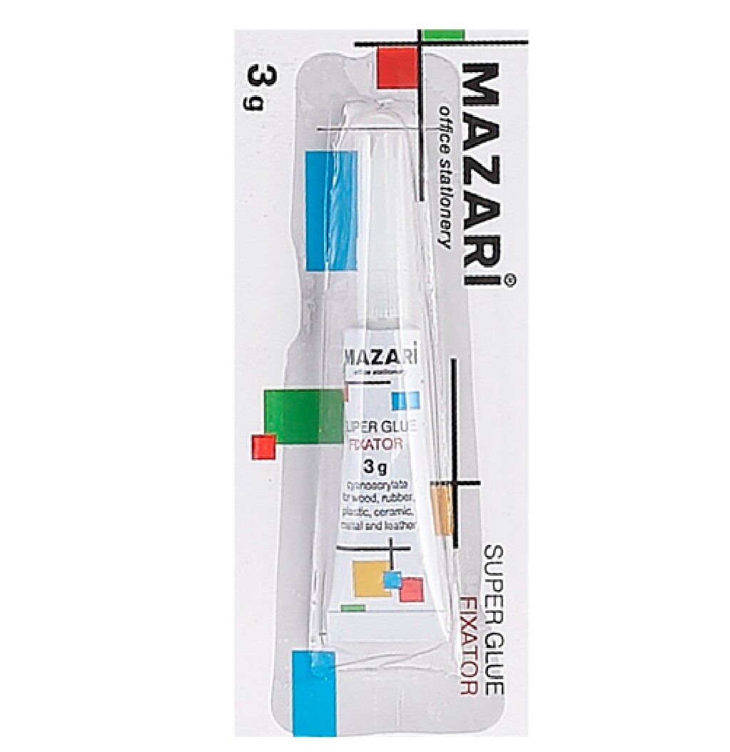 Супер-клей " Mazari " Fixator, 3г, на цианакриловой основе, блистер, количество: 12 шт