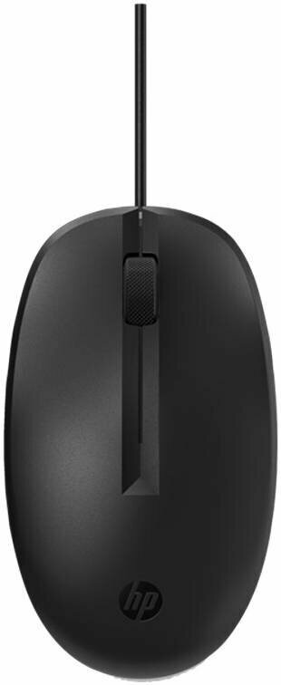 Проводная оптическая USB-мышь HP 125, до 1200 точек на дюйм, красный оптический трекинг, длина кабеля 180 см, удобная, бесшумные щелчки, черный | М27537-001