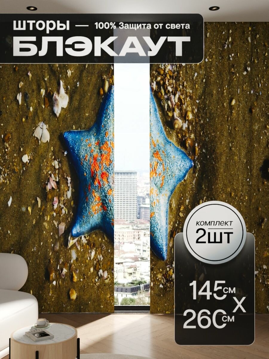 Шторы блэкаут 145x260 см 2 шт на окна плотные комплект