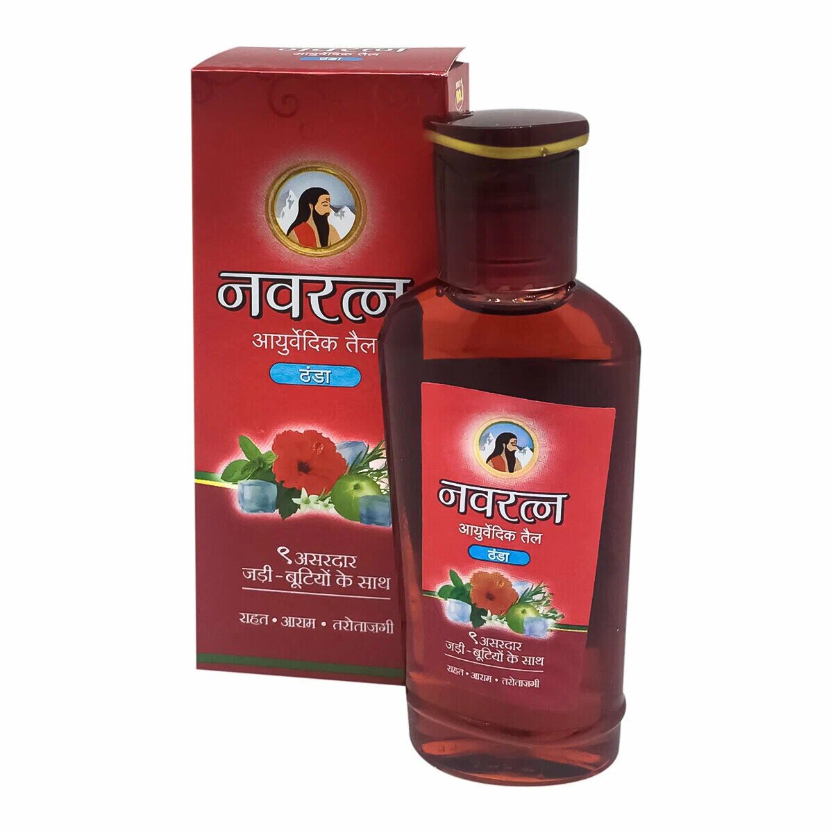 Ayurvedic Oil NAVRATNA, Emami Ltd. (Аюрведическое массажное масло навратна, для головы и тела, охлаждающее, Эмами), 45 мл.