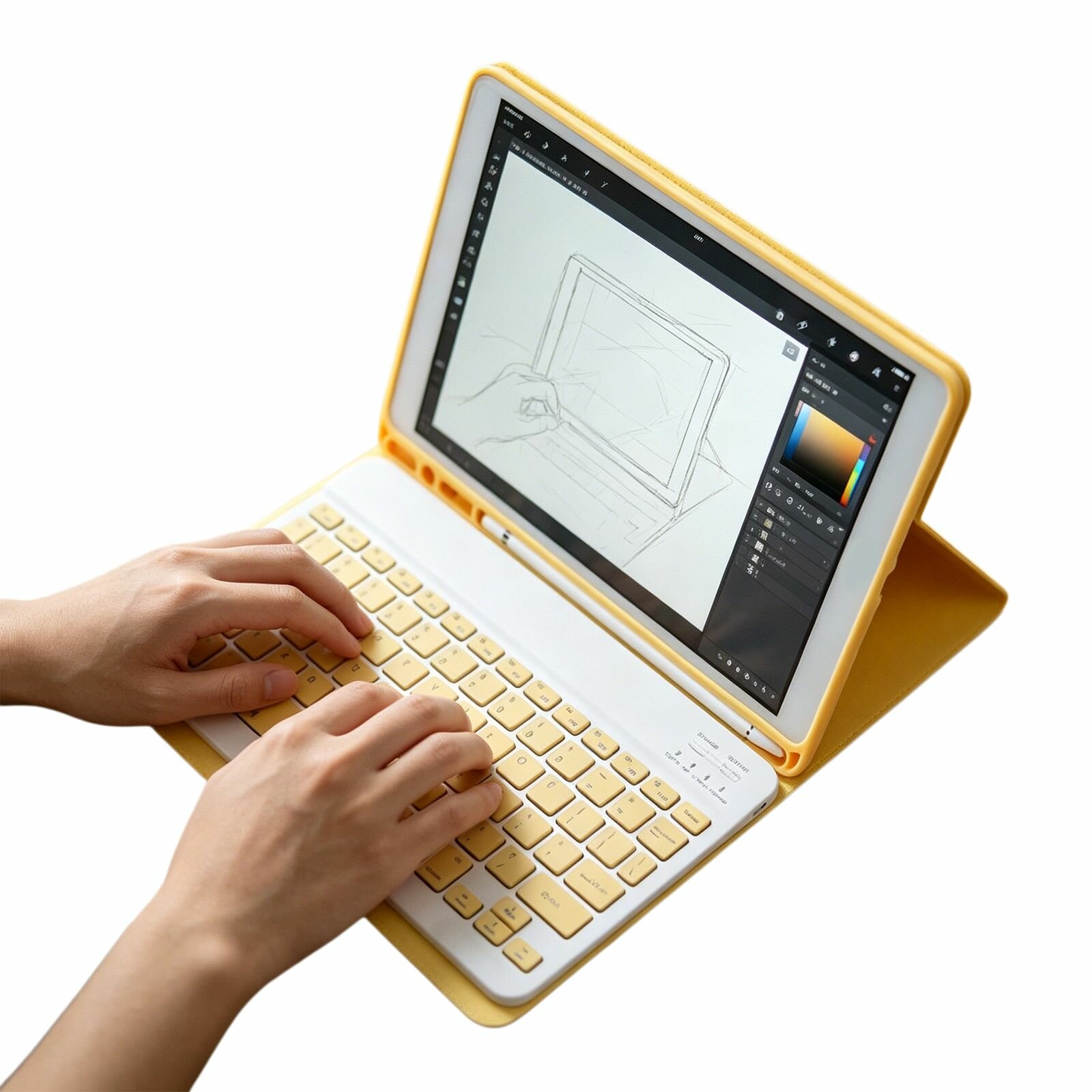 Чехол-клавиатура для iPad Air и Pro 10,2 и 10,5 с подставкой и слотом для стилуса, жёлтый