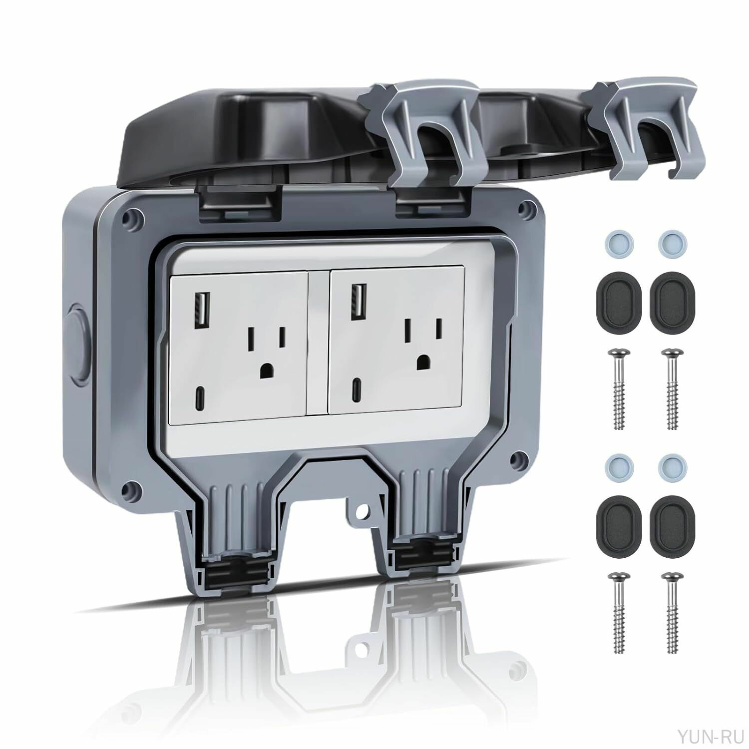 Влагозащищенная розетка IP66 с защитой от воды и пыли, встроенными портами USB и Type-C для быстрой зарядки, универсальное питание для улицы, сада, террасы и балкона