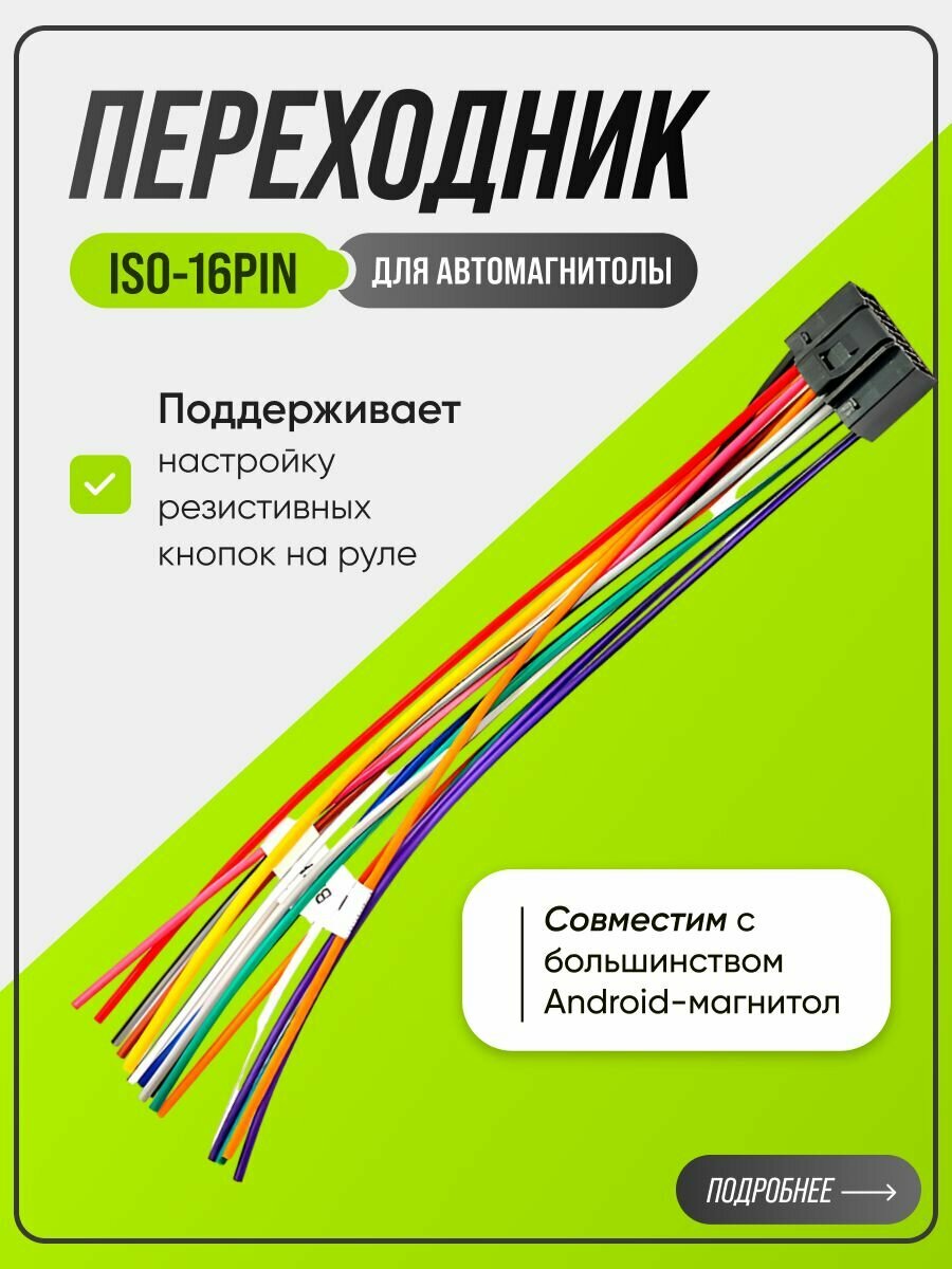 Штекер для андроид магнитолы Универсальный / Фишка для Android автомагнитолы / Кабель межблочный