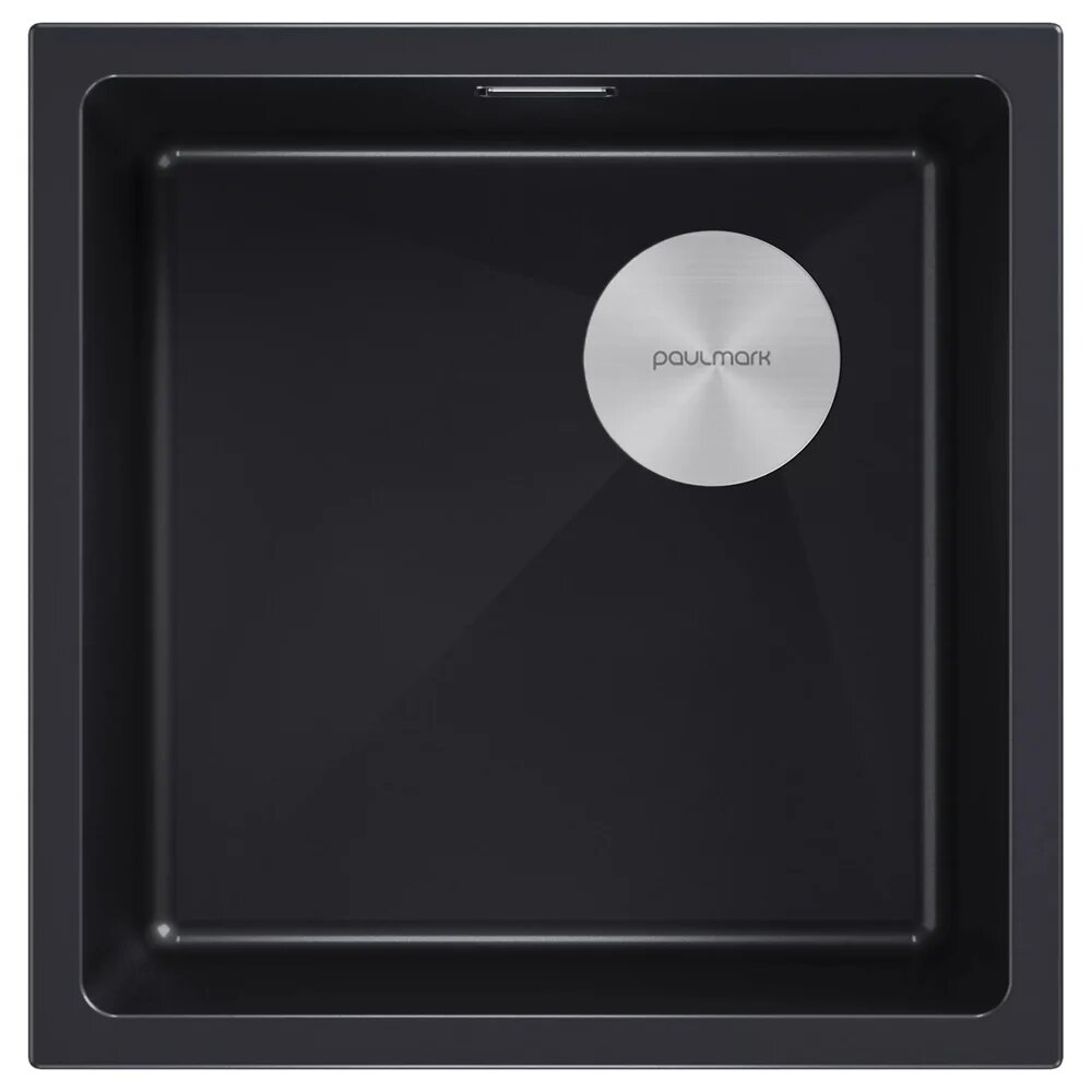 Мойка кухонная Paulmark Lumi LU45SK-BLM 45x46, мойка для кухни, квадратная, черная, под столешницу, серая, матовая