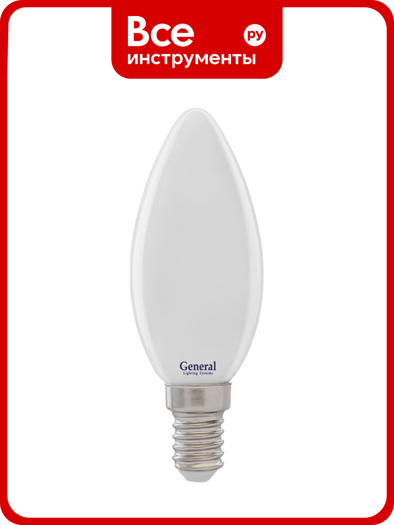 Светодиодная лампа General Lighting Systems Филамент матовый E14 7Вт 230В 430Лм 2700К Теплый белый свет Свеча GLDEN-CS-M-7-230-E14-2700 649947