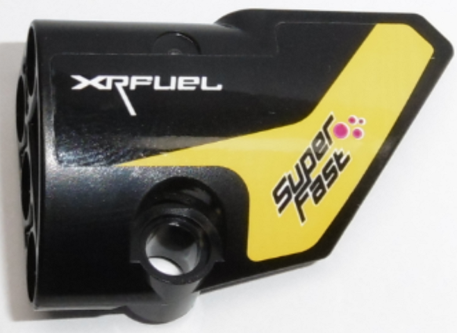 Technic, Panel Fairing # 2 Small Smooth Short, Side B with 'XRFUEL' and 'SUPER FAST' Pattern (Sticker) - Set 42095, 87086pb050 Black U