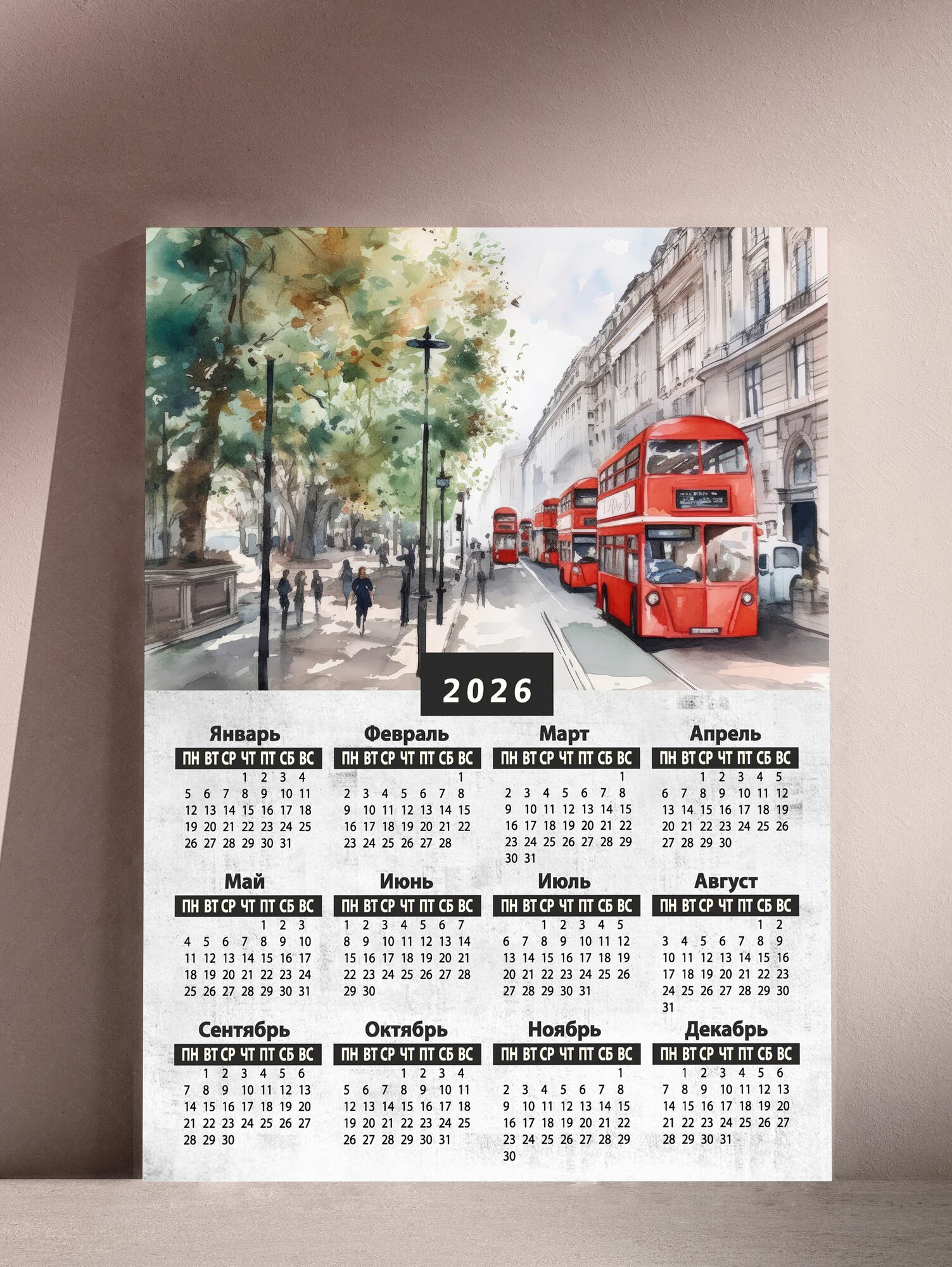 Календарь 2026 Лондон, Англия