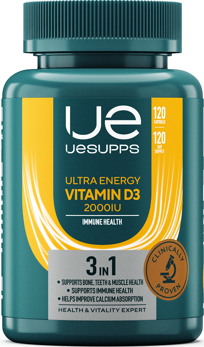UESUPPS Витамин D3 2000МЕ 120 софтгель Ultra Energy Vitamin D3 2000IU 120 Softgels 20 шт.