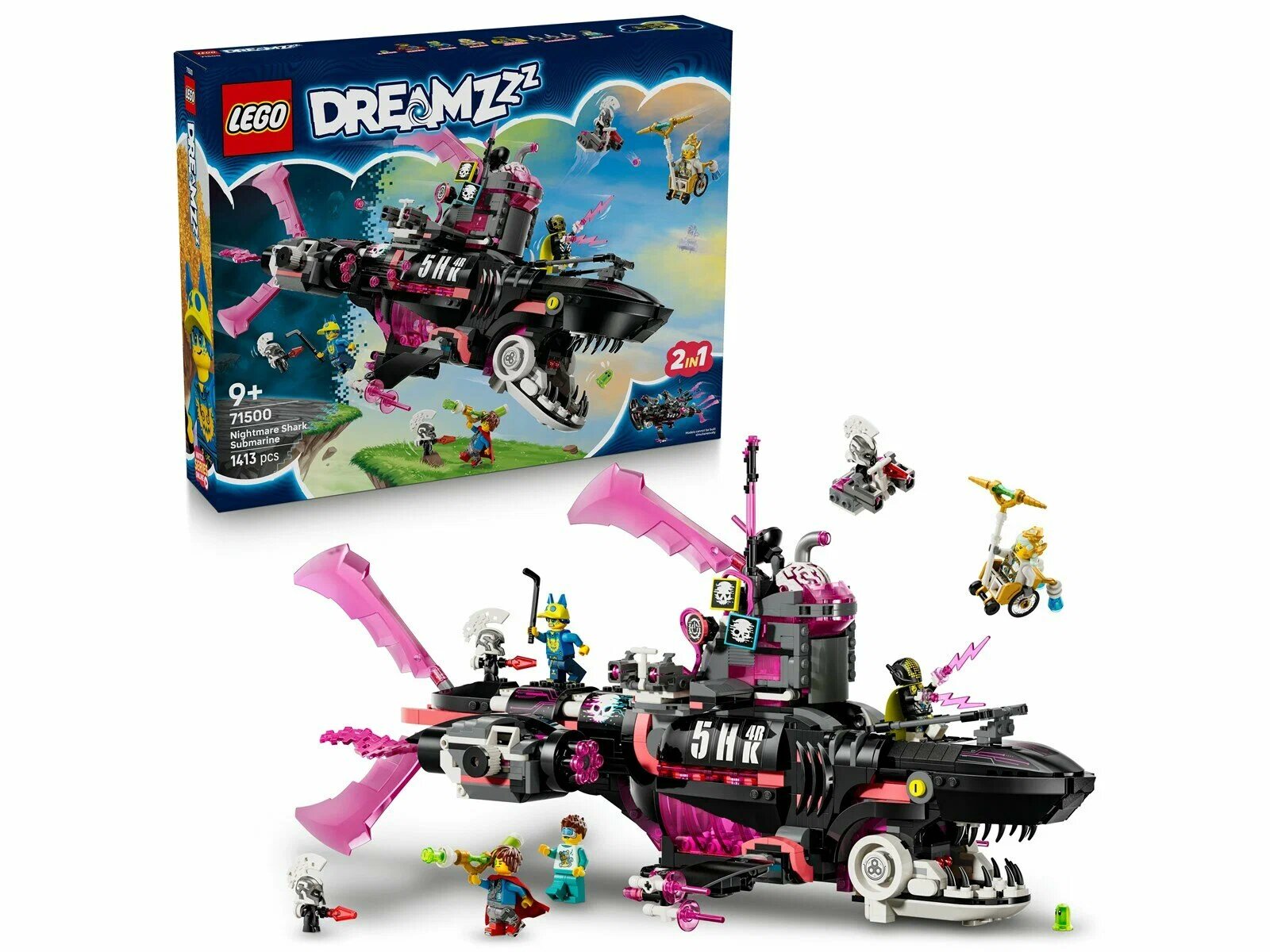 71500(N) Конструктор LEGO DREAMZzz "Ужасающая подлодка "Акула", 1413 детали, от 9 лет, 5 минифигурок