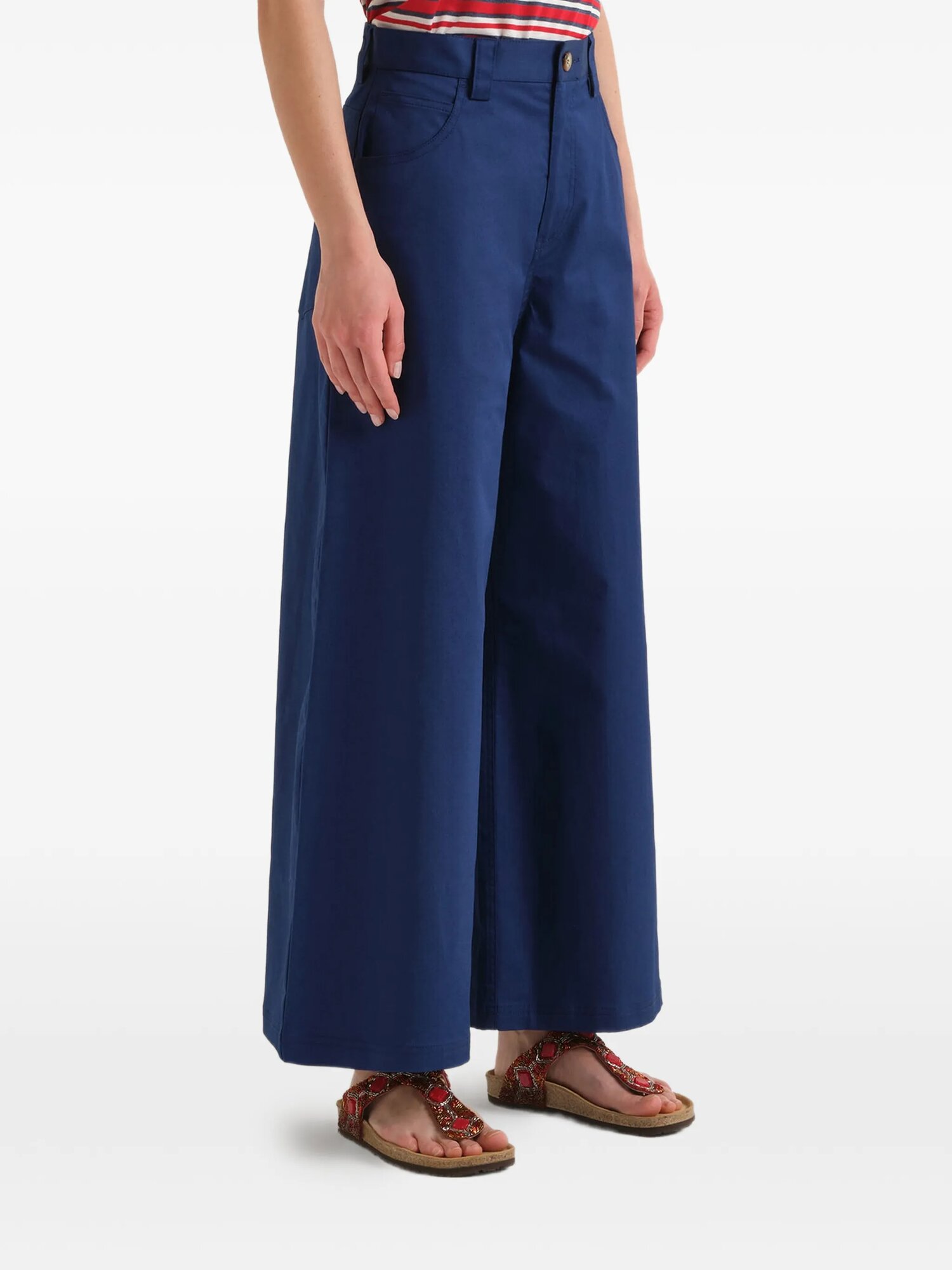 Брюки Maliparmi Cropped palazzo pants, размер 44, blue — фото 1