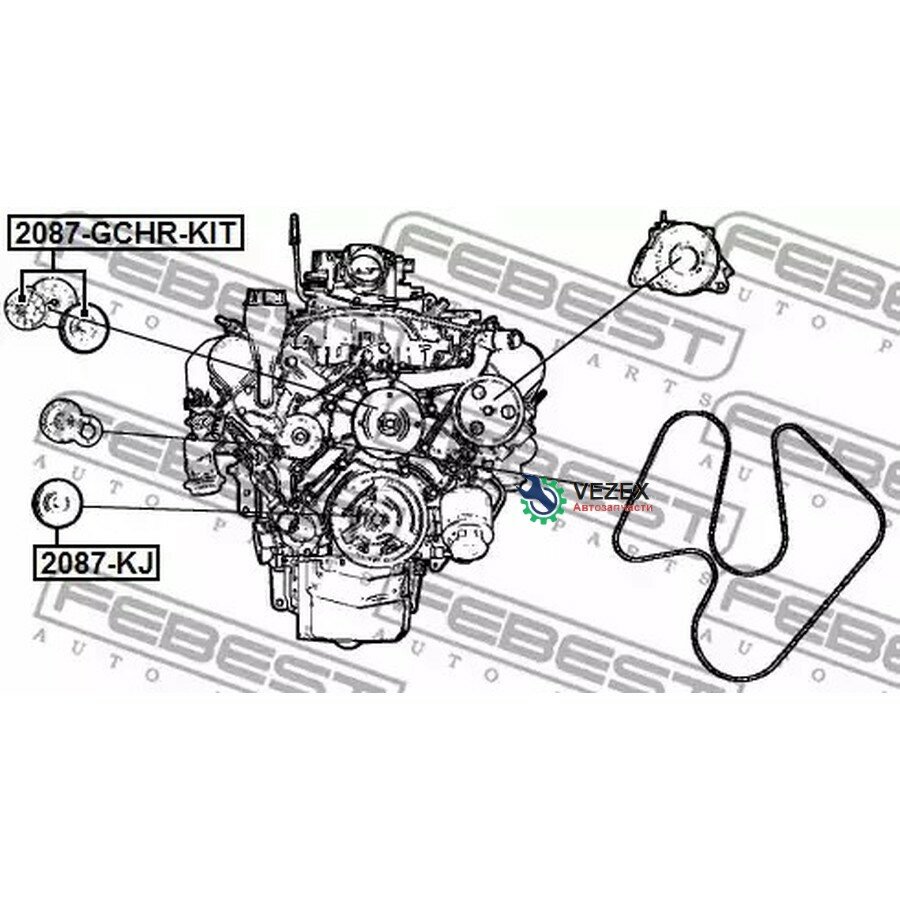 FEBEST 2087-KJ Ролик натяжной JEEP LIBERTY 2000-2007 2087-KJ