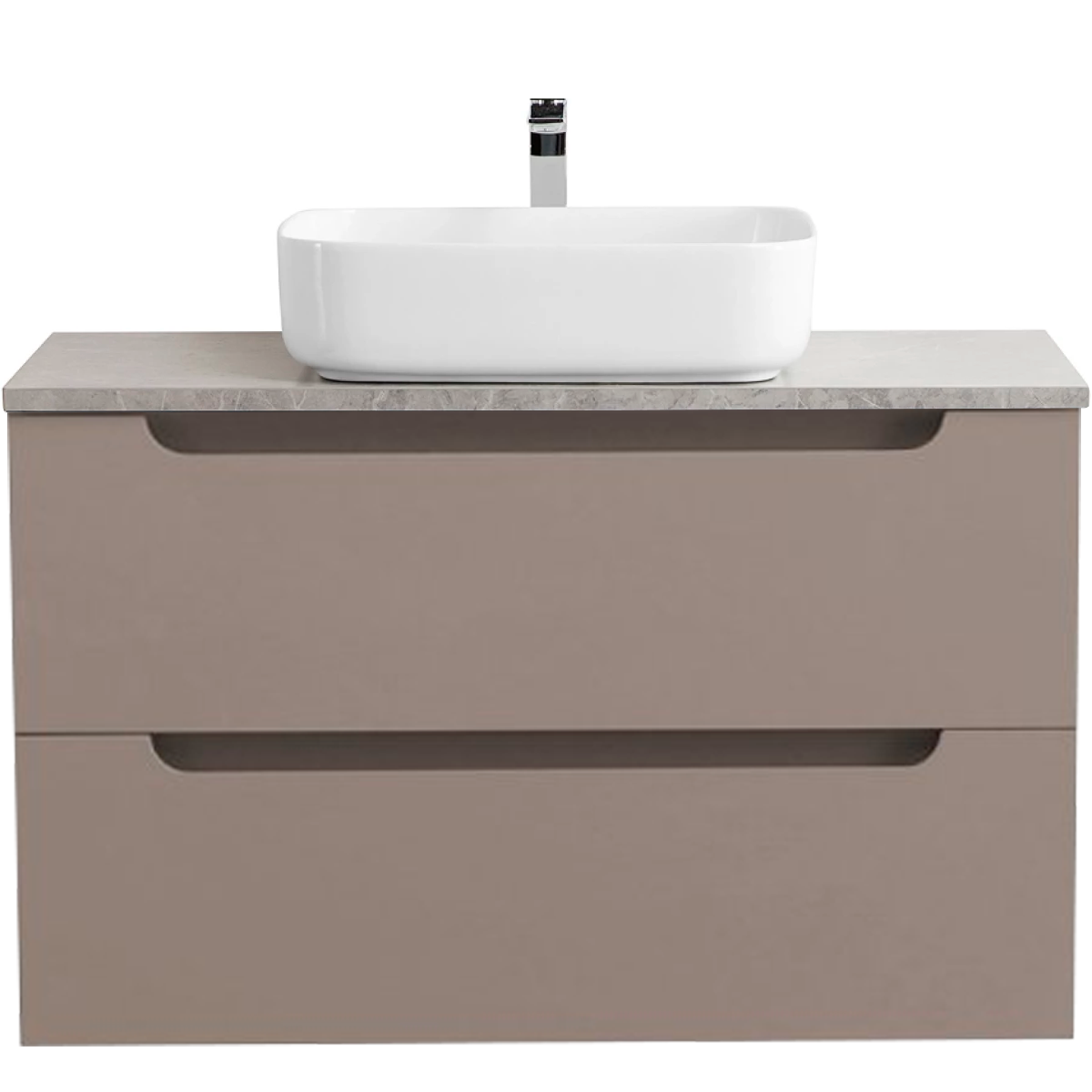 Тумба с раковиной и столещницей BelBagno 90 ETNA-900-2C-SO-CO+KEP-90-MGL-W0 бежевая матовая