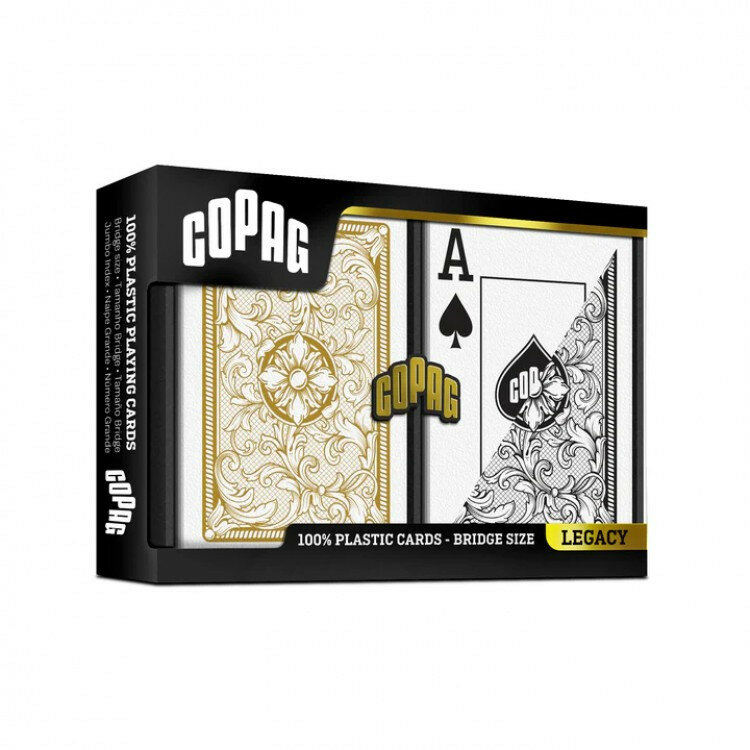Игральные карты пластиковые Copag Legacy бридж размер jumbo индекс черный/золотой