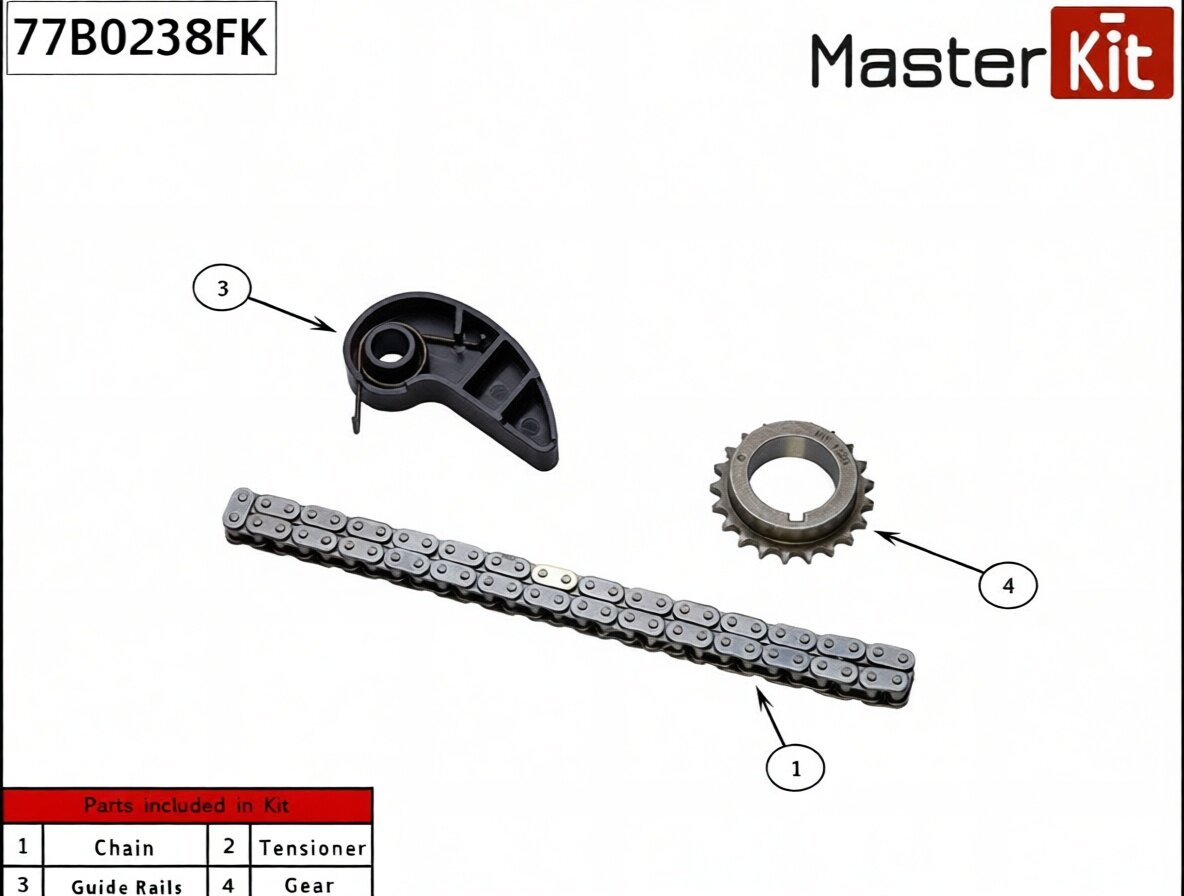 Комплект цепи масляного насоса MAZDA 3/6/CX-5 2.0L PE-VPS 13- Masterkit 77B0238FK MasterKit арт. 77B