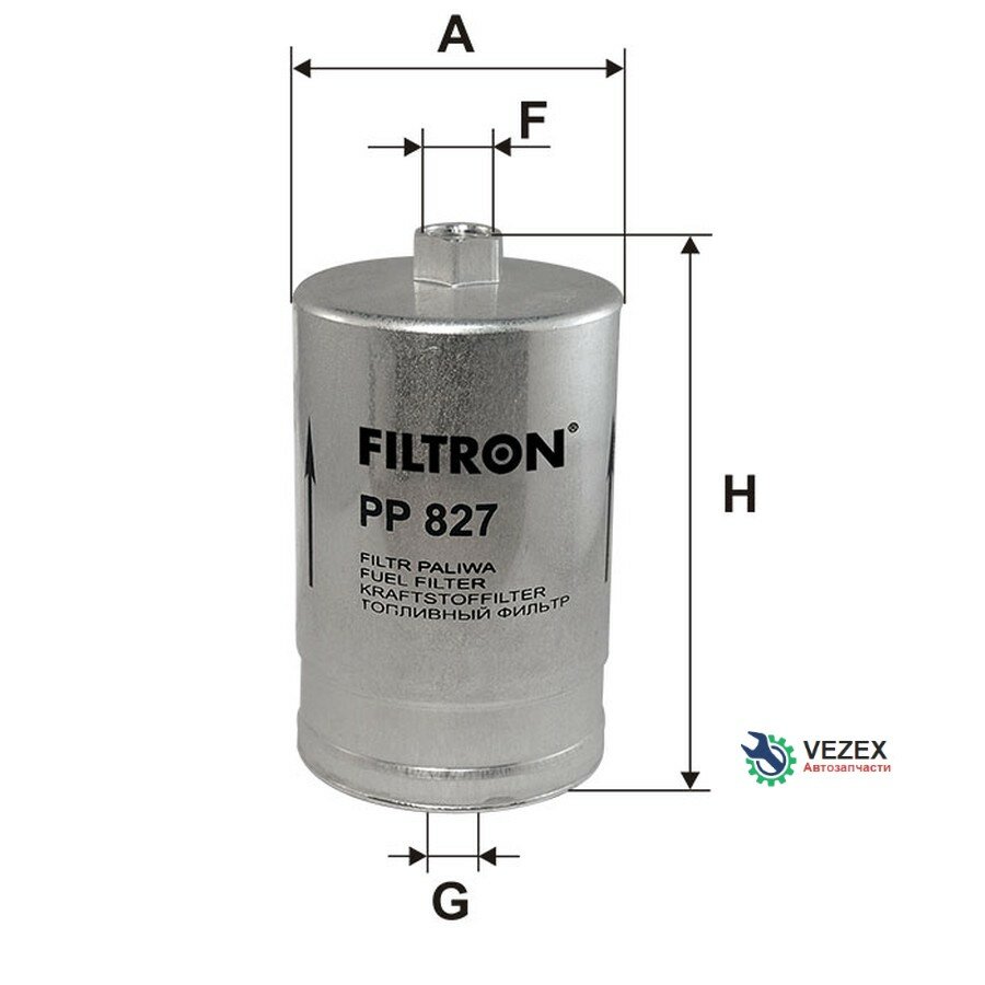 FILTRON PP827 фильтр топливный!\ Audi 80/A4/A6/A8/V8 1.6-4.2 88>, VW Passat 4.0i W8 01>