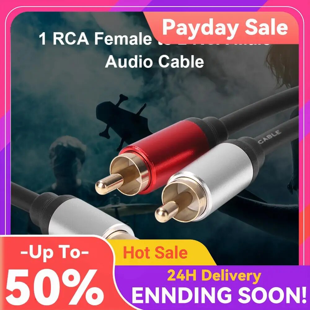 Аудиокабель-разветвитель (Y-образный) с разъемом RCA (гнездо) на 2RCA (штекер) для DVD и ТВ