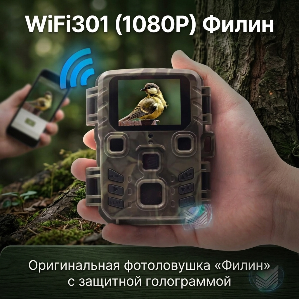Фотоловушка Wi-Fi с датчиком движения WiFi301 (1080P) Филин