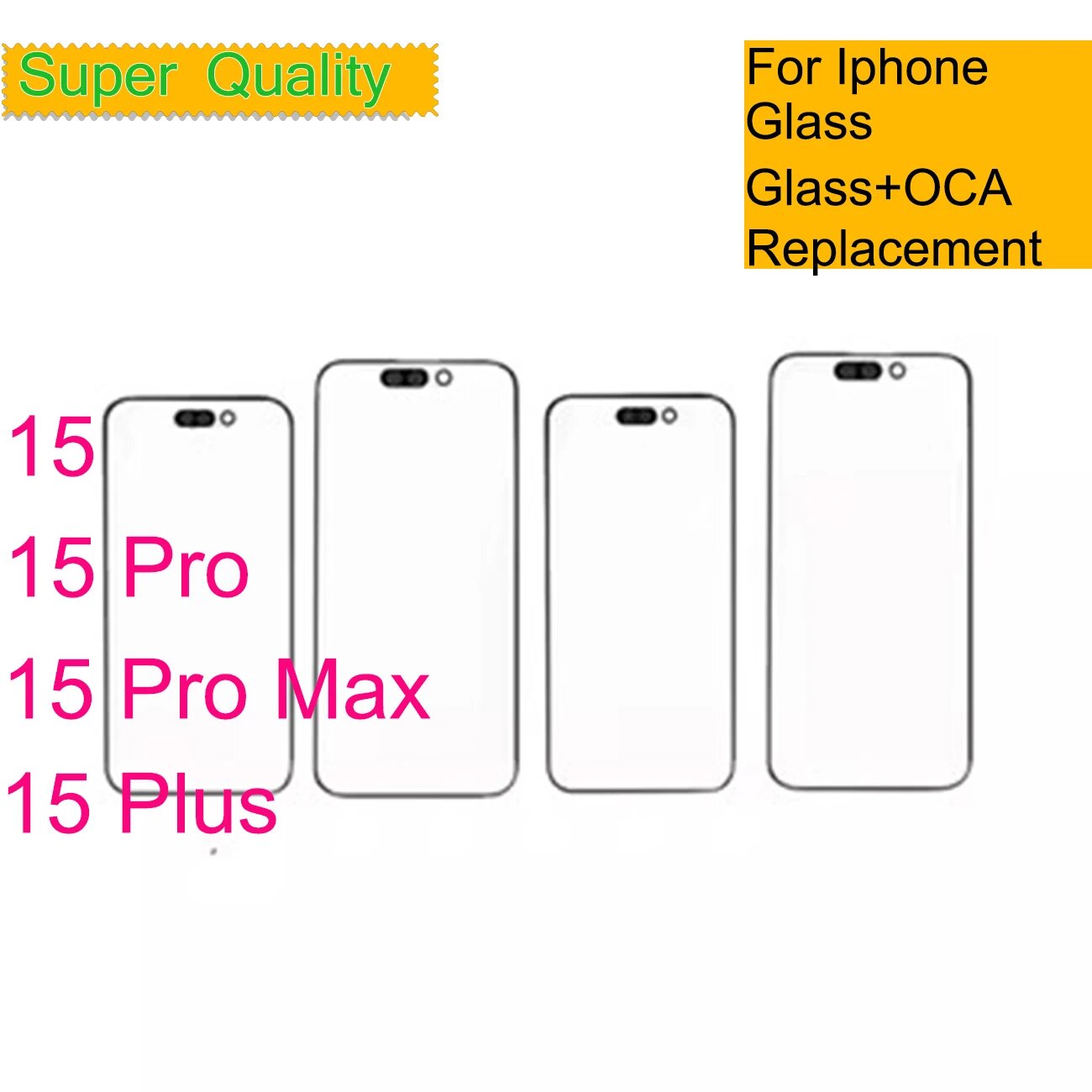 10 шт./партия для iphone 15 Pro Max Сенсорная Панель переднее внешнее ЖК-стекло с клеем OCA 15 Pro