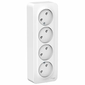 Бланка белый розетка открытая 4-мест IP20