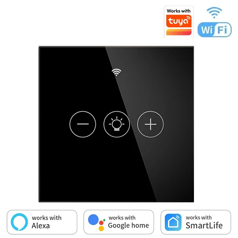 Умный выключатель диммер Tuya WiFi Black