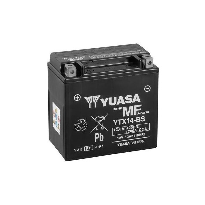 Аккумулятор Yuasa YTX14-BS (12В 12.6Ач 200А 150х87х145мм) прямая полярность