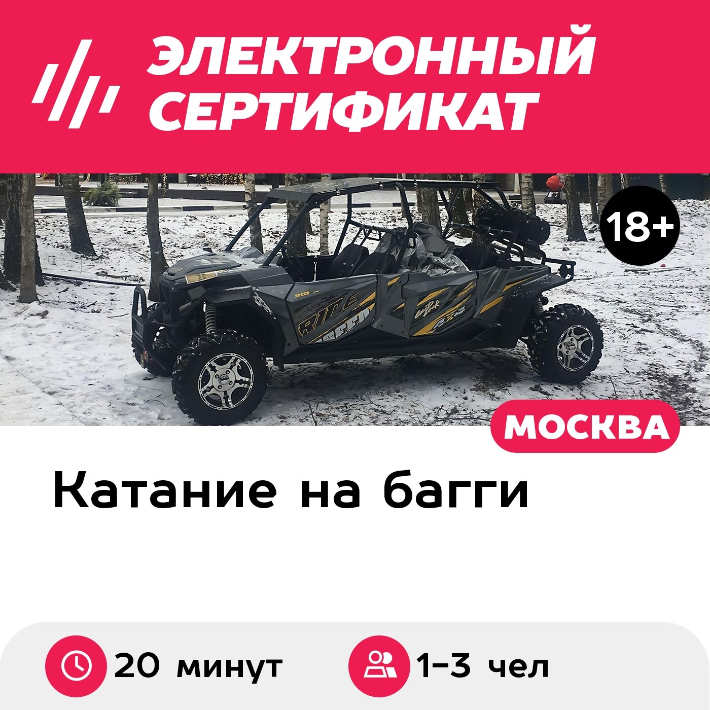 Подарочный сертификат Катание на багги по лесной трассе для 1-3 человек (20 минут, Внуково)