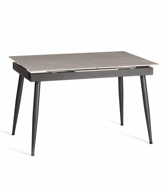 Стол обеденный Балморал/Balmoral 120-160x80x75см столешница керамика (матовая)/опоры металл, серый/чёрный
