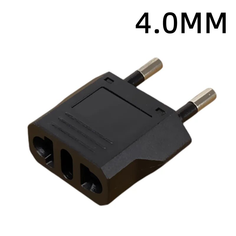 Адаптер вилки US-EU, Black 4.0MM, 3PCS