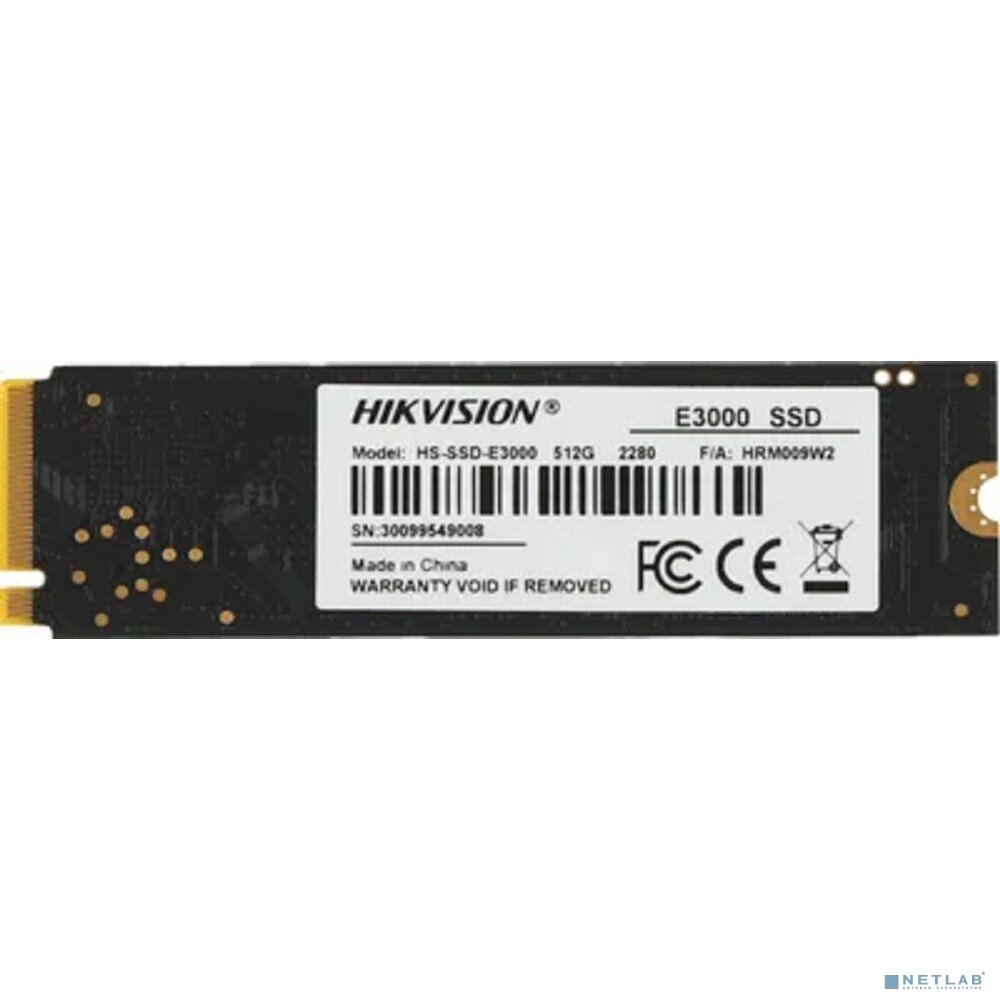 SSD M.2 HIKVision 512GB E3000 Series (PCI-E 3.0 x4, up to 3500/1800MBs, 3D NAND, 224TBW, NVMe, 22x80mm)