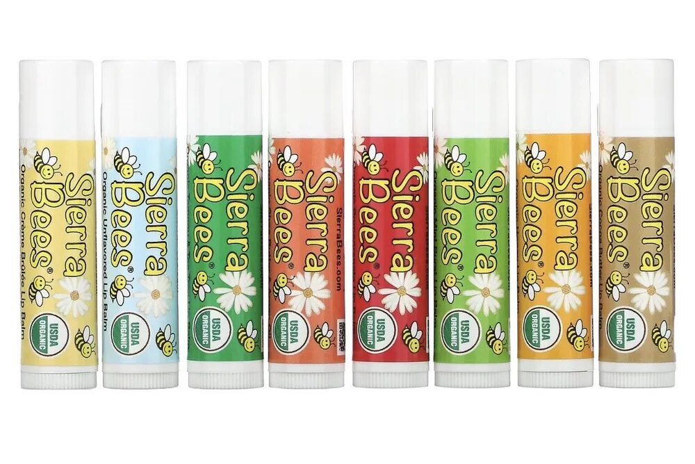 Sierra Bees Ассорти набор органических бальзамов для губ 8 шт.