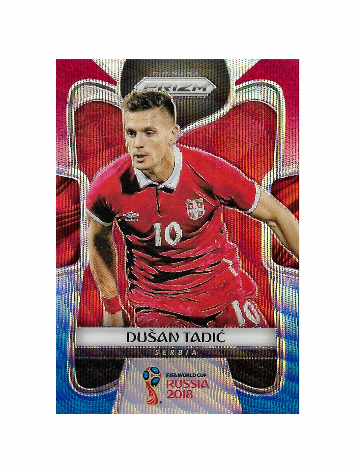 Коллекционная карточка Panini Prizm FIFA World Cup Russia 2018: #181 Dusan Tadic - Red Blue Wave