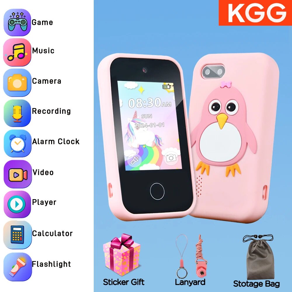 Детский mp3 плеер KGG, розовый, 32 ГБ, 2.8" экран, 28 игр