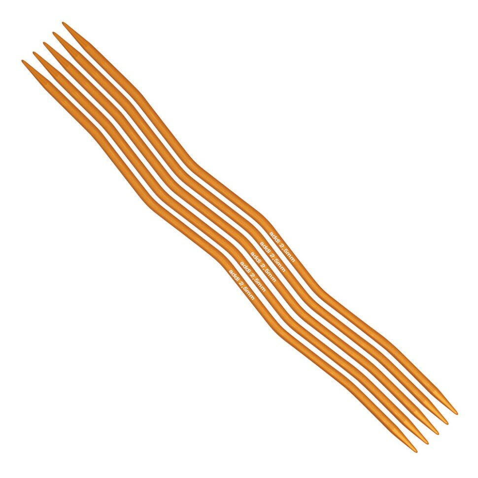 Addi #205-2 Спицы чулочные эргономичные addiCraSy Snake Orange, алюминиевые, 2.5-15 см