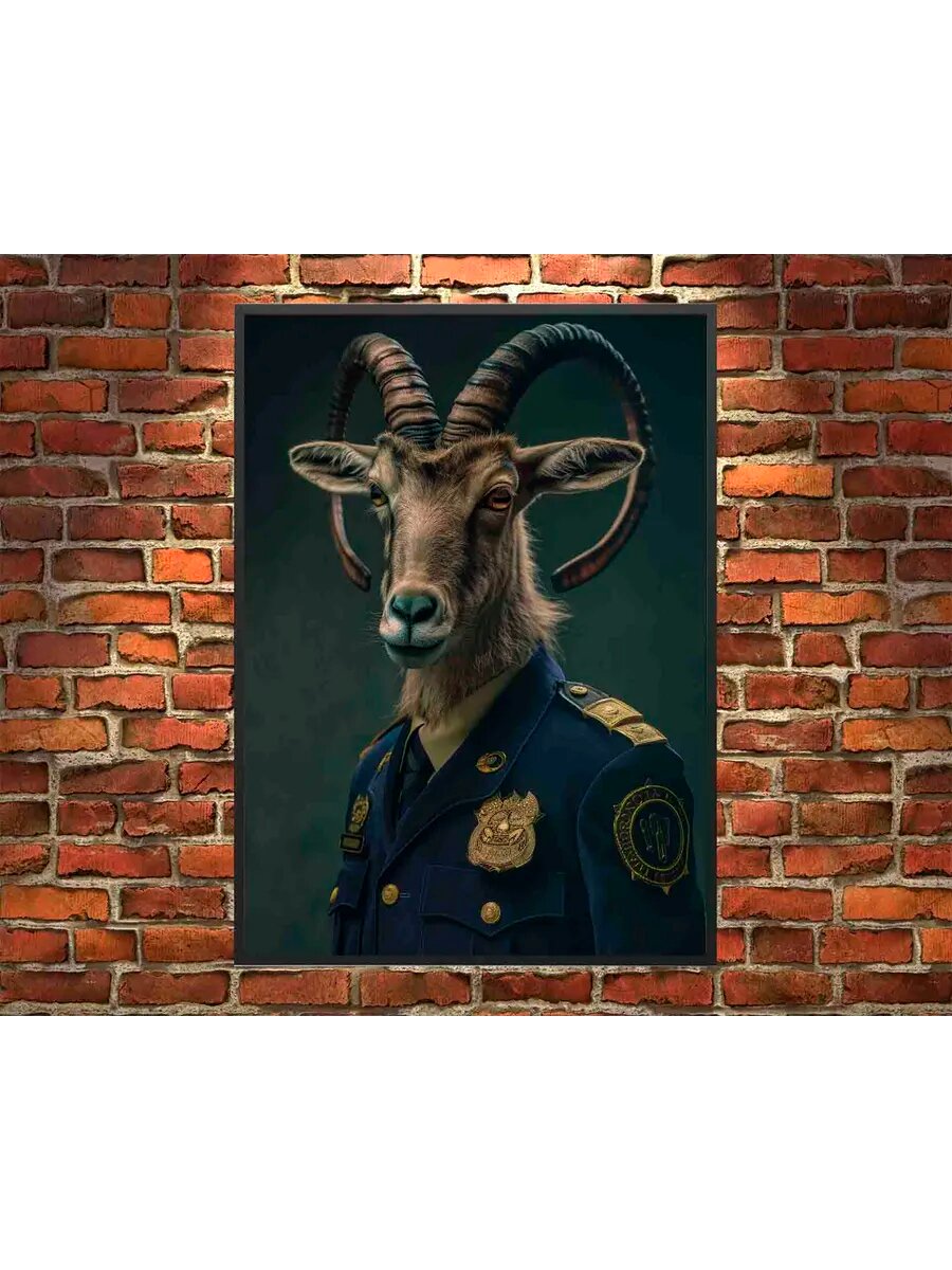 Горный козел-животное-полицейский 1, Плакат 30x42см