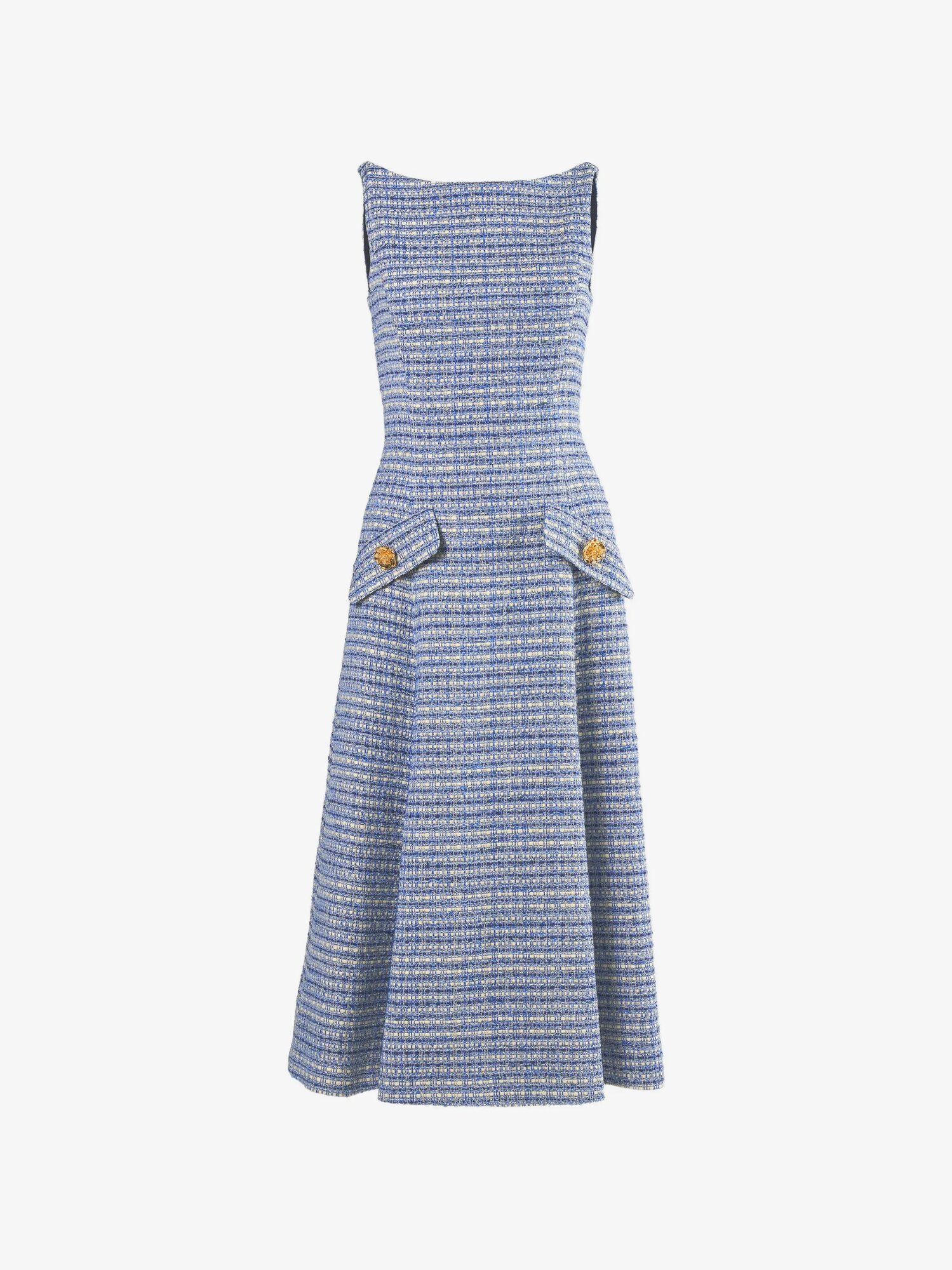 Платье Tweed-effect button-detail A-line midi dress