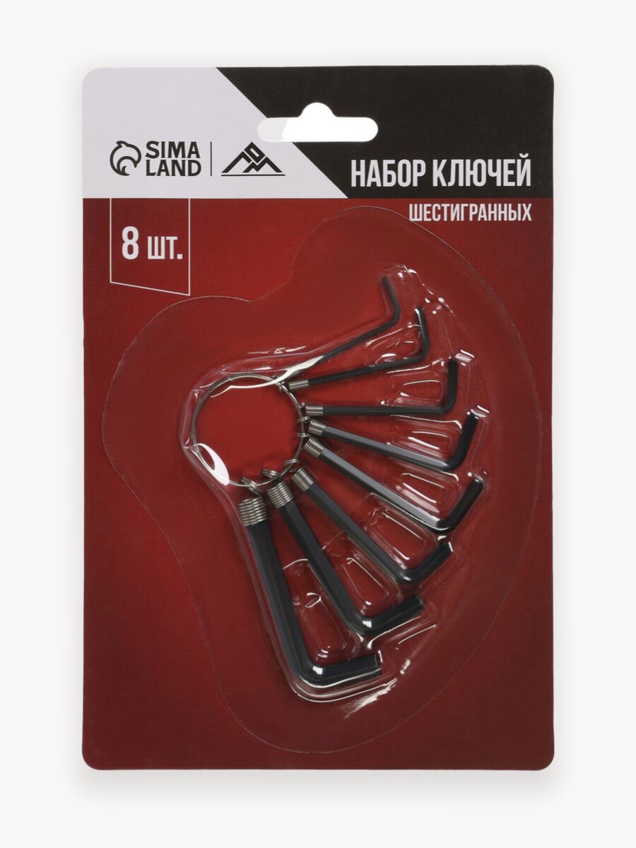 Набор ключей шестигранных на кольце ЛОМ, размеры 1.5 - 6 мм, 8 шт.