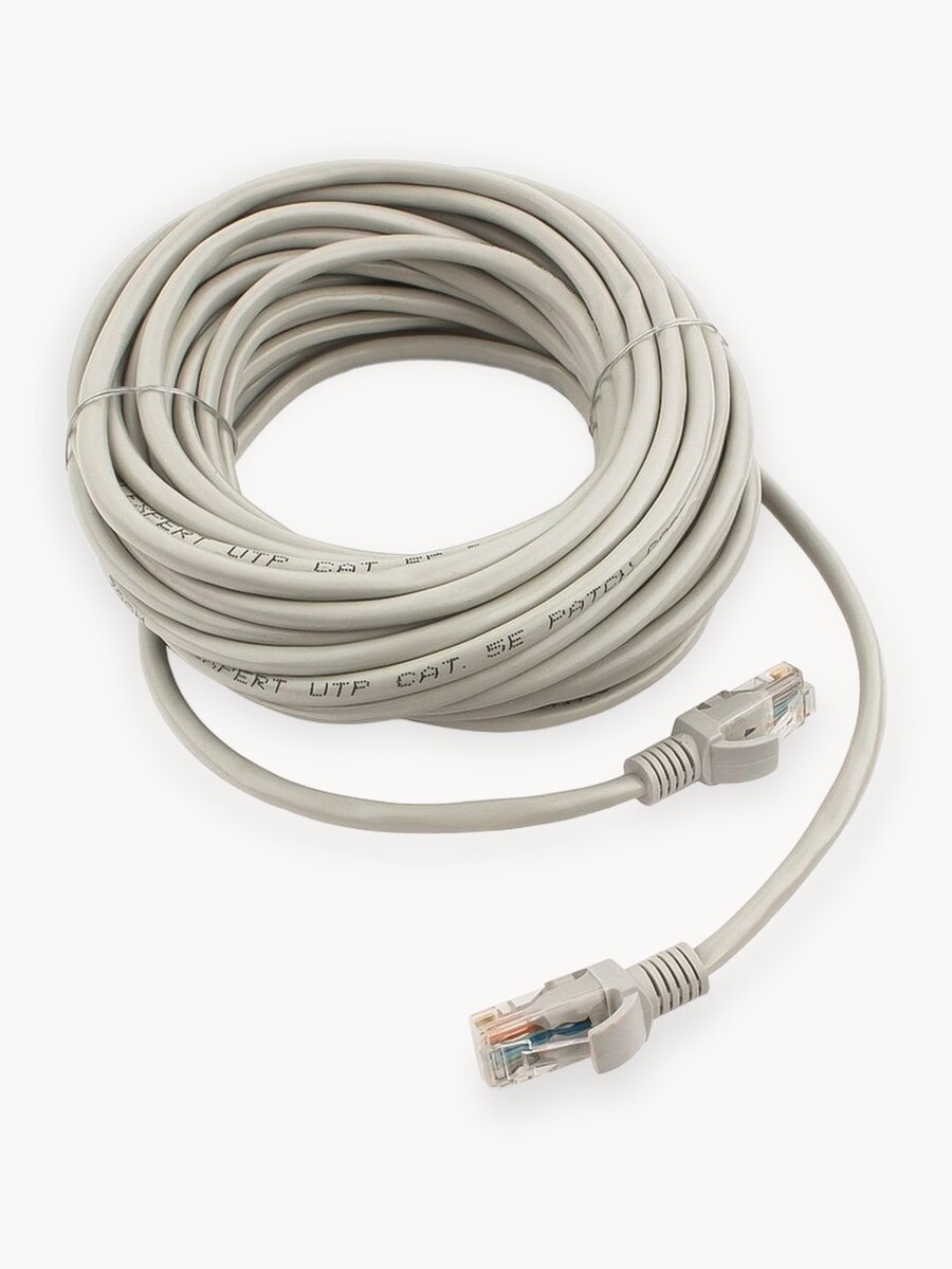 Многожильный патч-корд Cablexpert UTP кат.5e, 10м, литой, серый PP12-10M для прокладки электрических сетей