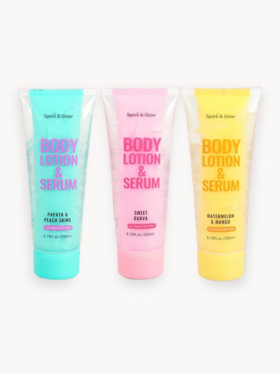 Spark&Glow Набор двухфазных лосьонов для тела : папайя и персик, арбуз и манго, сладкая гуава 200 мл. х 3 шт.