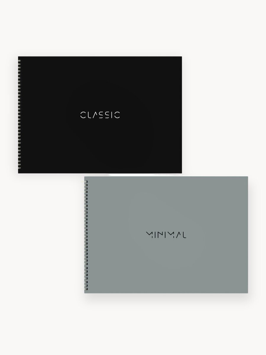 Альбом для рисования 40 листов А4 на спирали, комплект 2 штуки, гребень, обложка картон, Brauberg, 205х290 мм, Minimal, 106740