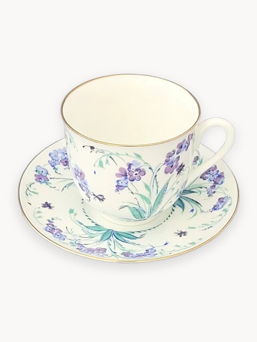 Чашка с блюдцем "Незабудки" форма Ландыш , Императорский фарфоровый завод, 180 мл