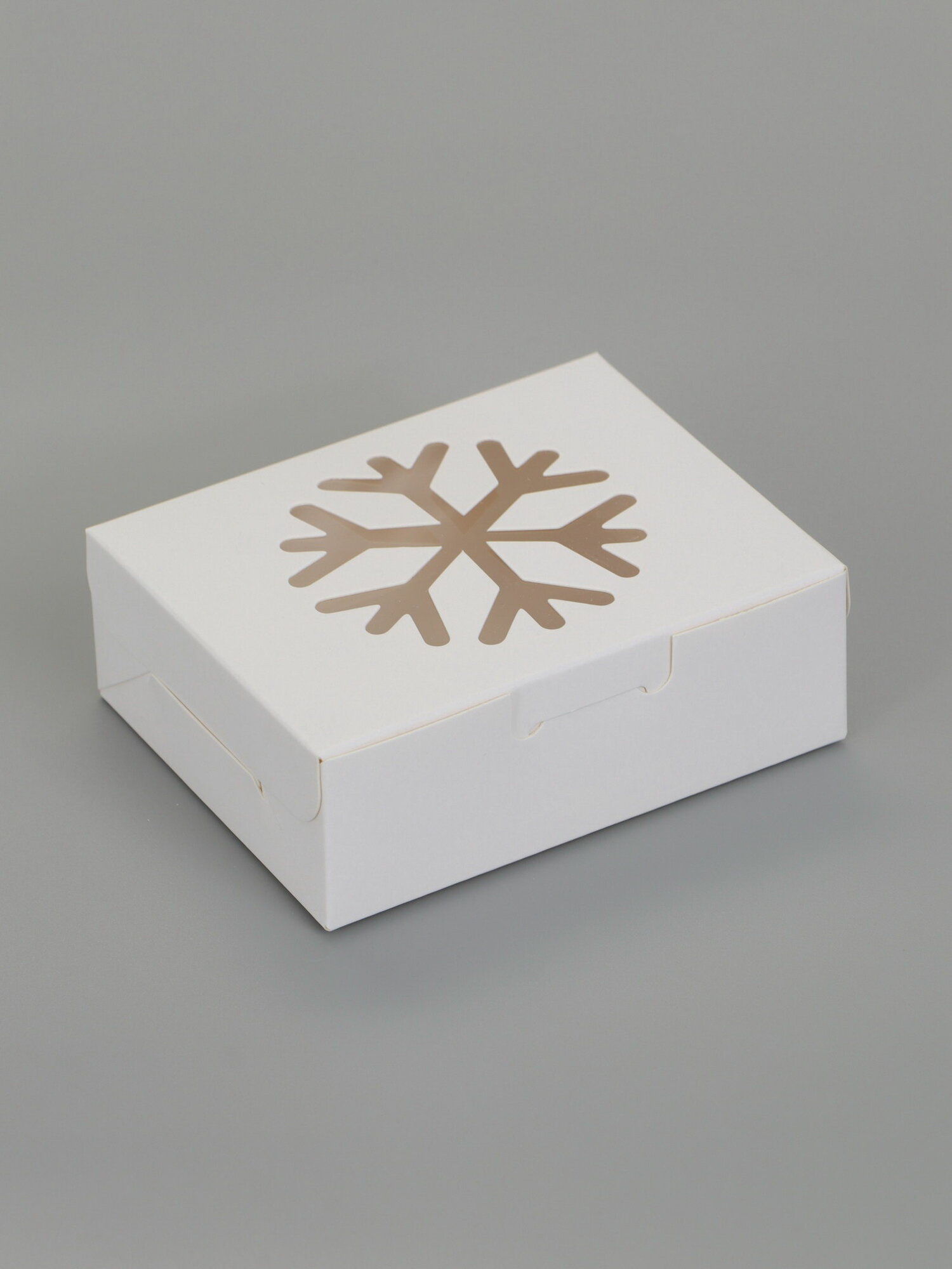 Коробка новогодняя складная "Снежинка", 10x8x3.5 см, белая, цвет: белый, 20 шт.