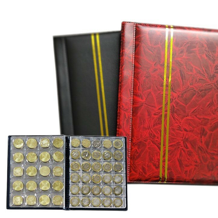 Оптовый альбом для коллекции монет на 250 мест, альбом для памятных монет с прямым вставлением, альбом для коллекции монет, альбом для коллекции в золотом издании.
