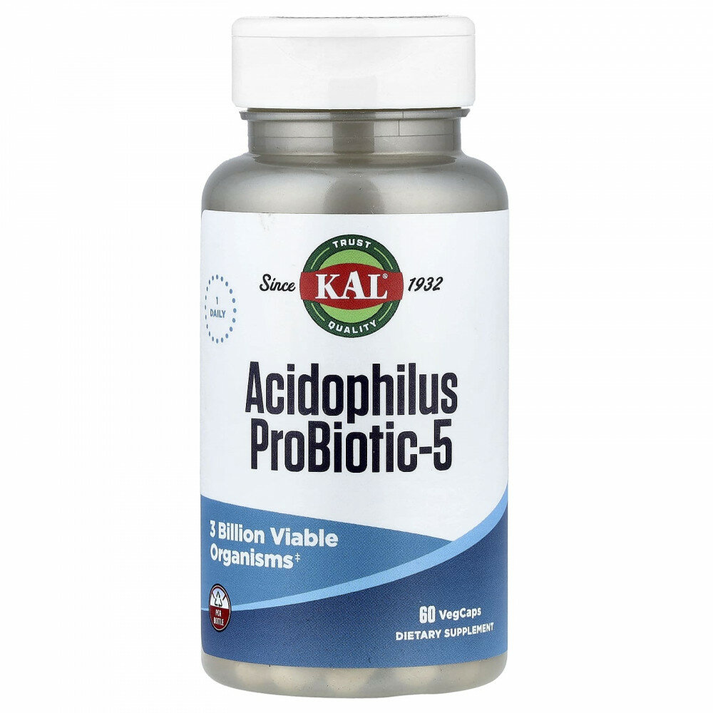 KAL, Acidophilus ProBiotic-5, 60 растительных капсул