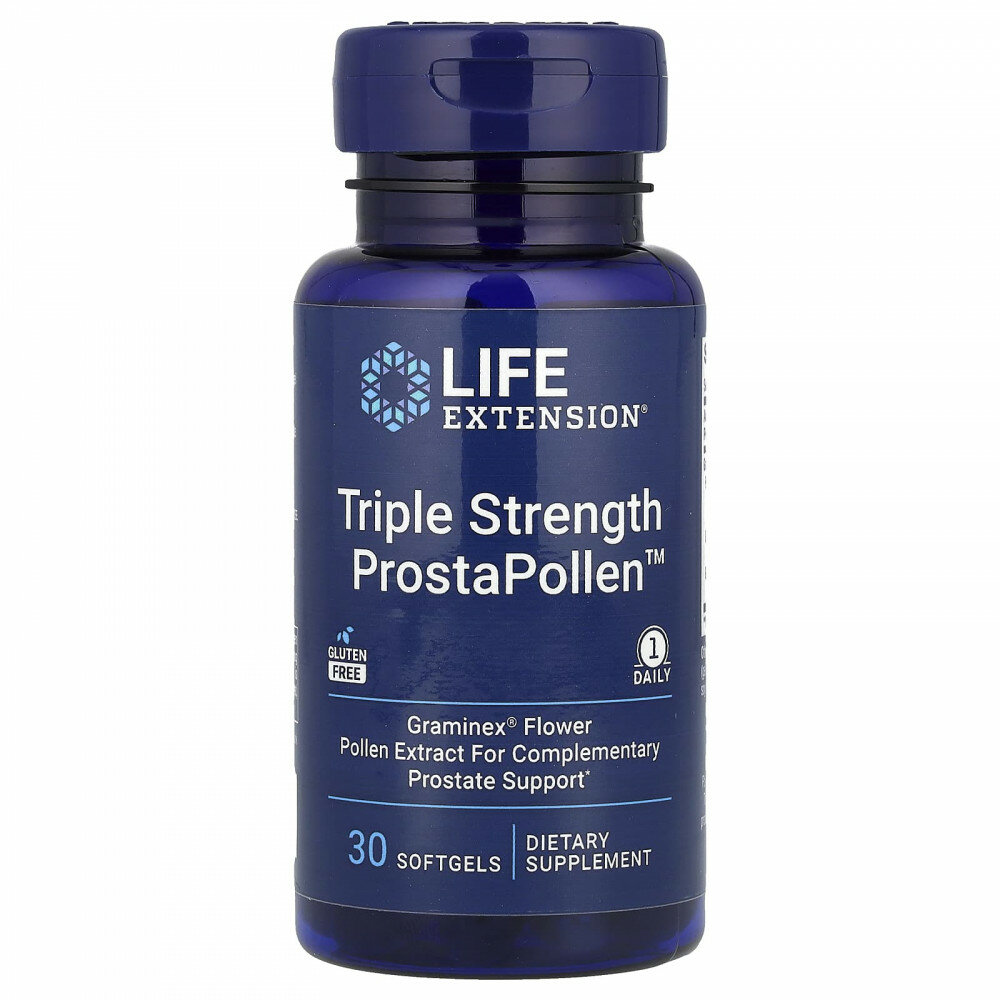Life Extension, ProstaPollen™, тройная сила действия, 30 капсул (378 мг в 1 капсуле)