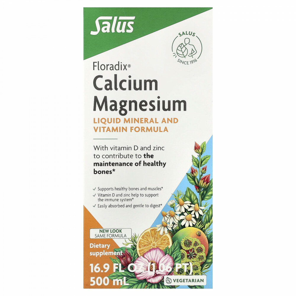Floradix, кальций и магний, 500 мл (16,9 жидк. унции)