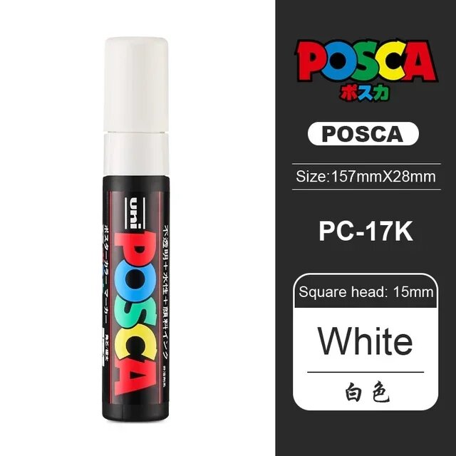 Маркер UNI POSCA PC-17K для рисования 15 мм Белый, PC-17K-White 1