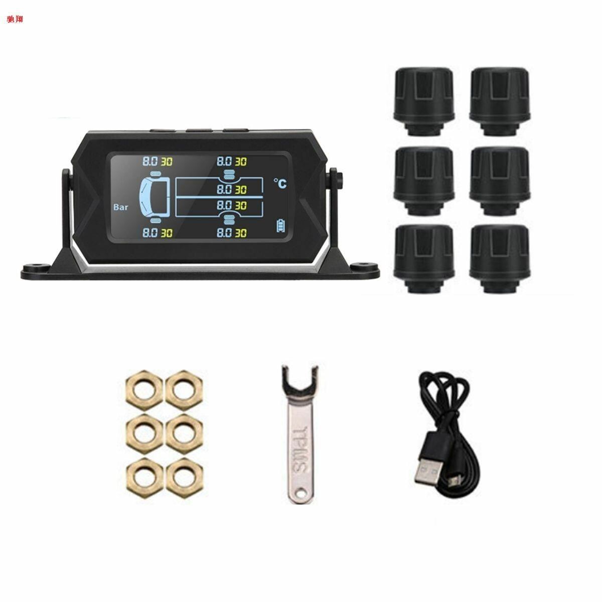 Автомобильный автофургон TPMS 6 колес Датчик Солнечная система контроля давления в шинах