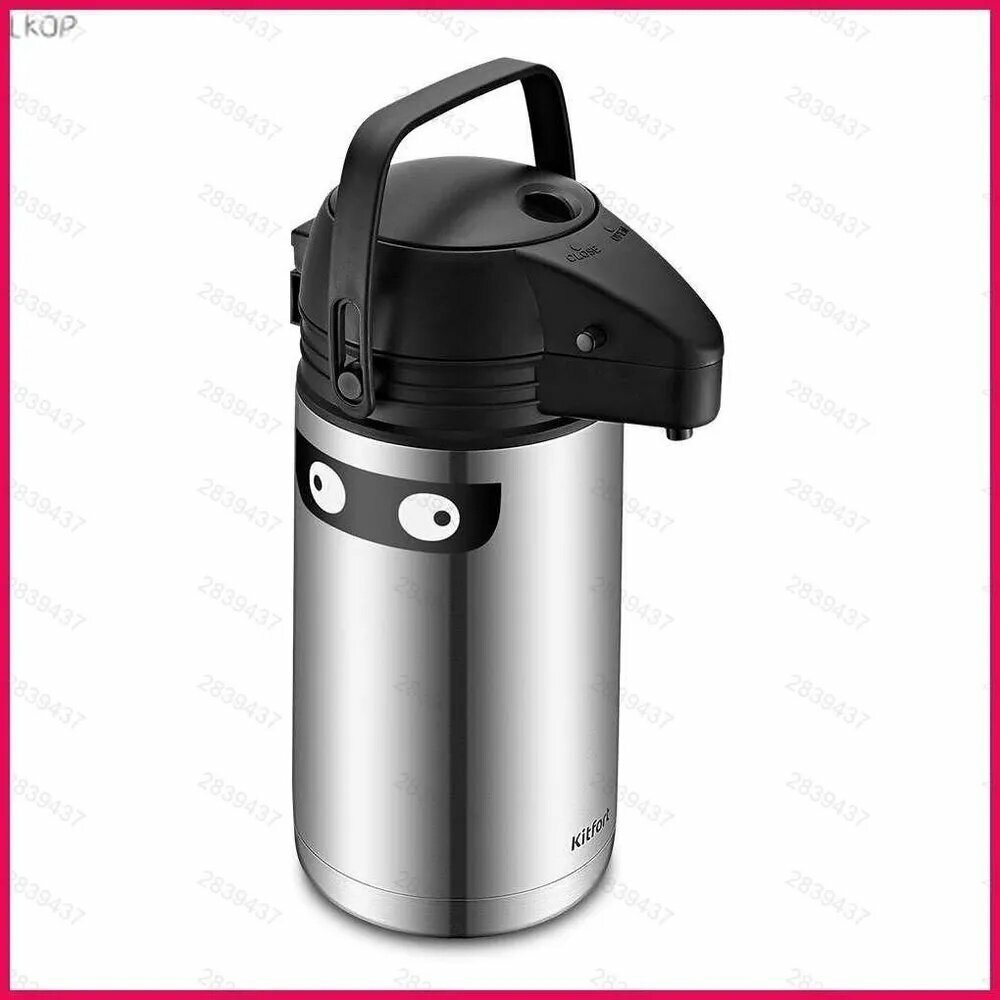 Термос Ударопрочный корпус, С ручкой, С помпой, 1.5 л